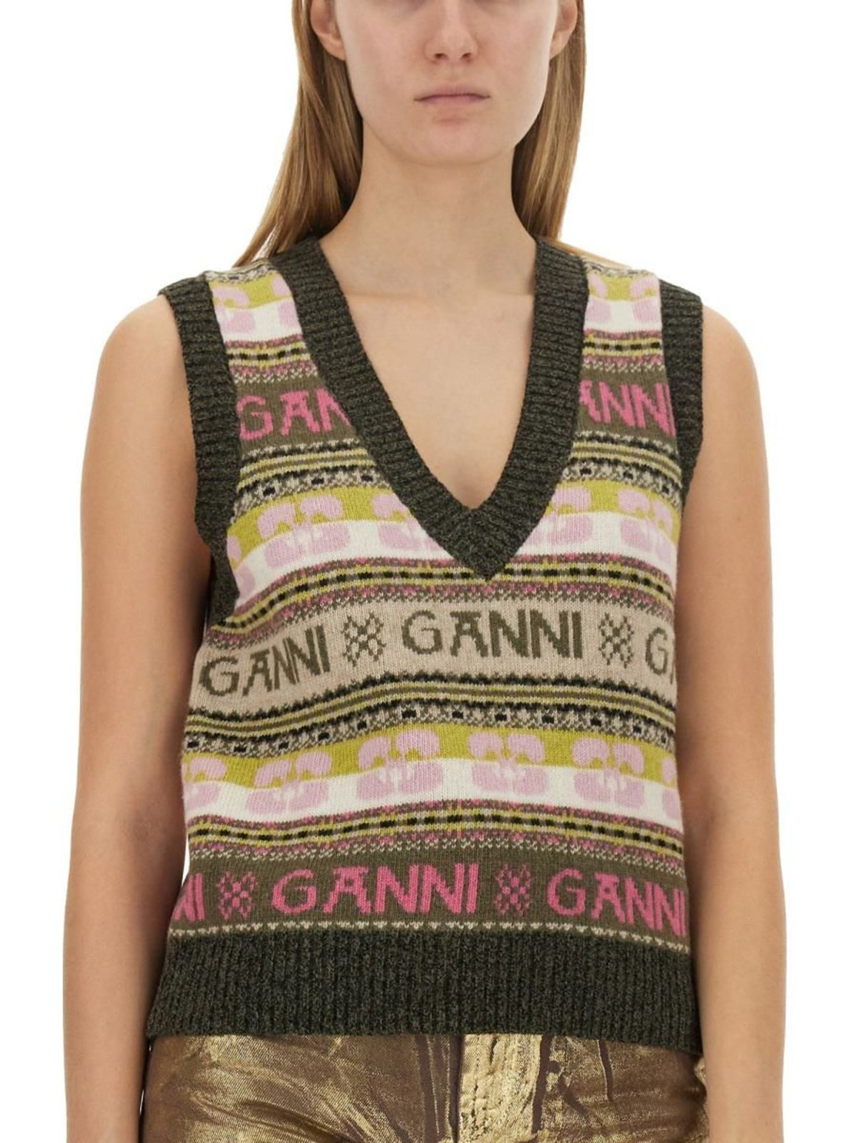 Ganni VESTS WITH LOGO - Multi | Garmentory