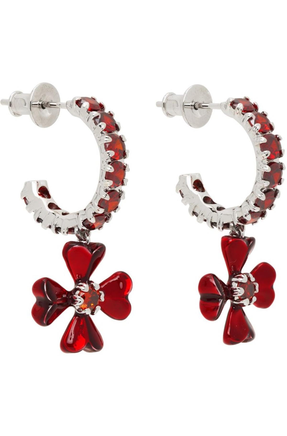 Shushu/Tong Silver YVMIN Edition C-Shape Cruciate Flower Earrings - Red ...