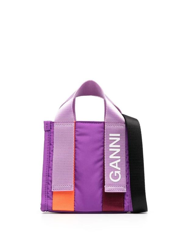 Ganni RECYCLED TECH MINI TOTE BAGS - PINK/PURPLE | Garmentory