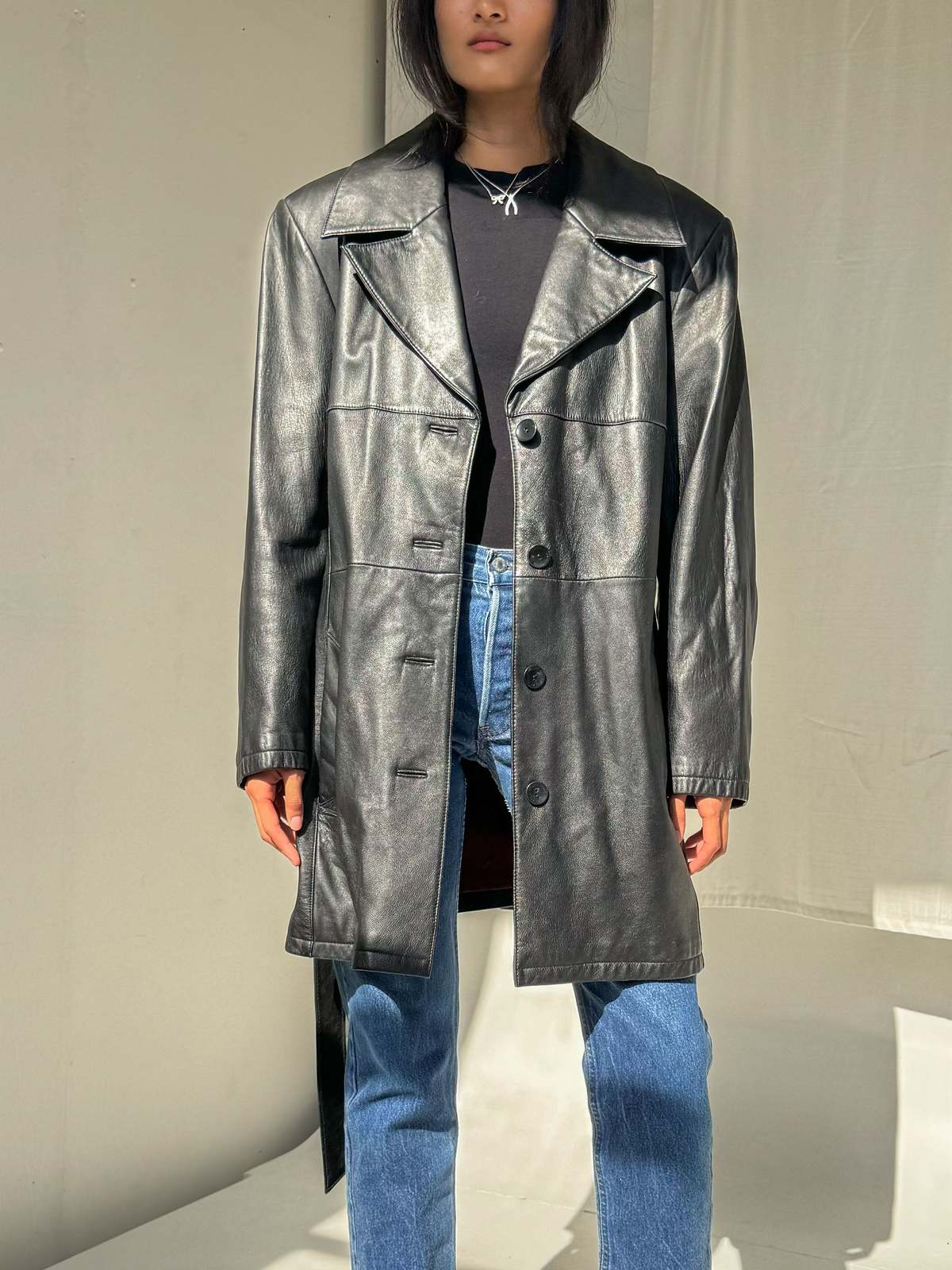Leather Wrap Jacket - Black | Garmentory