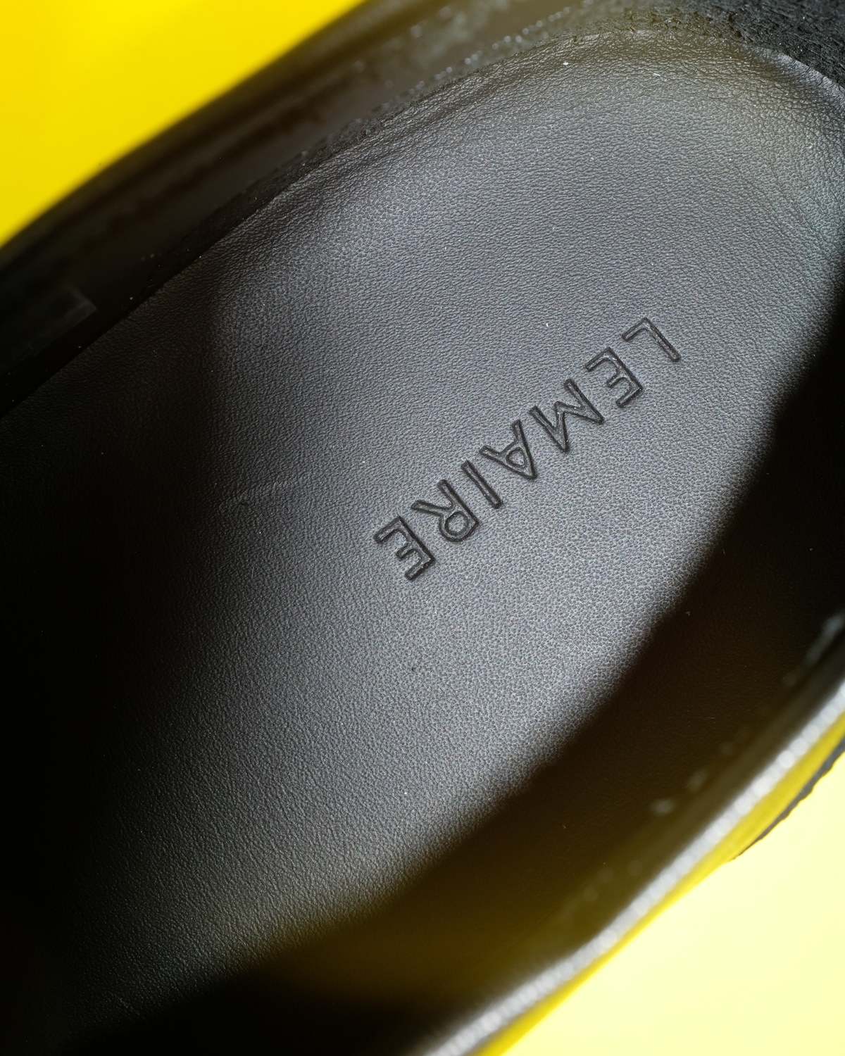 Lemaire Cow Leather Linoleum Basic Elastic Trainers - Black | Garmentory