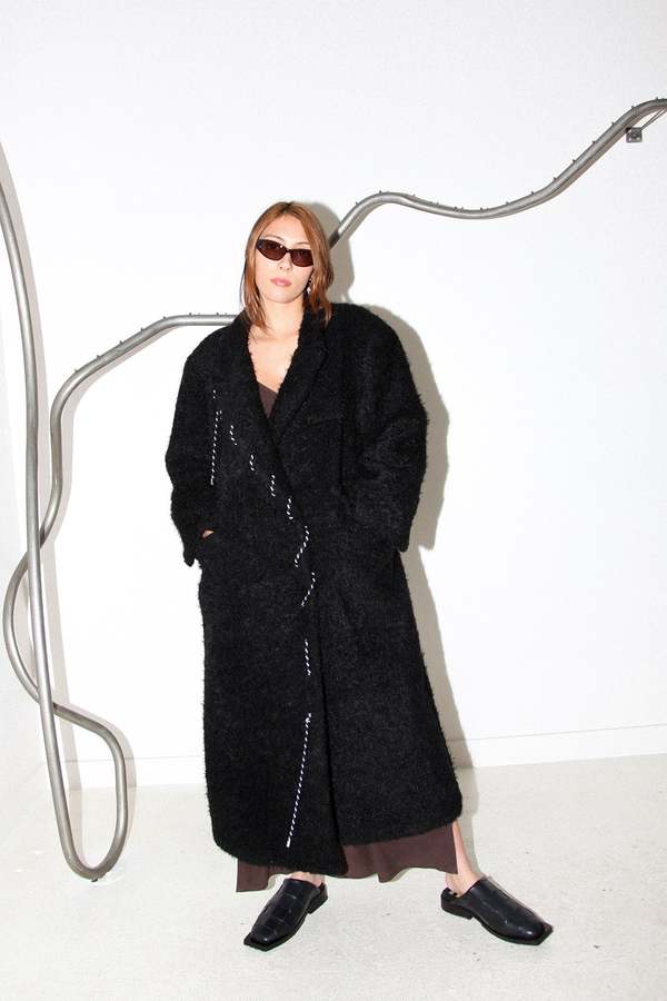 KkCo Cord Moss Coat - Black | Garmentory