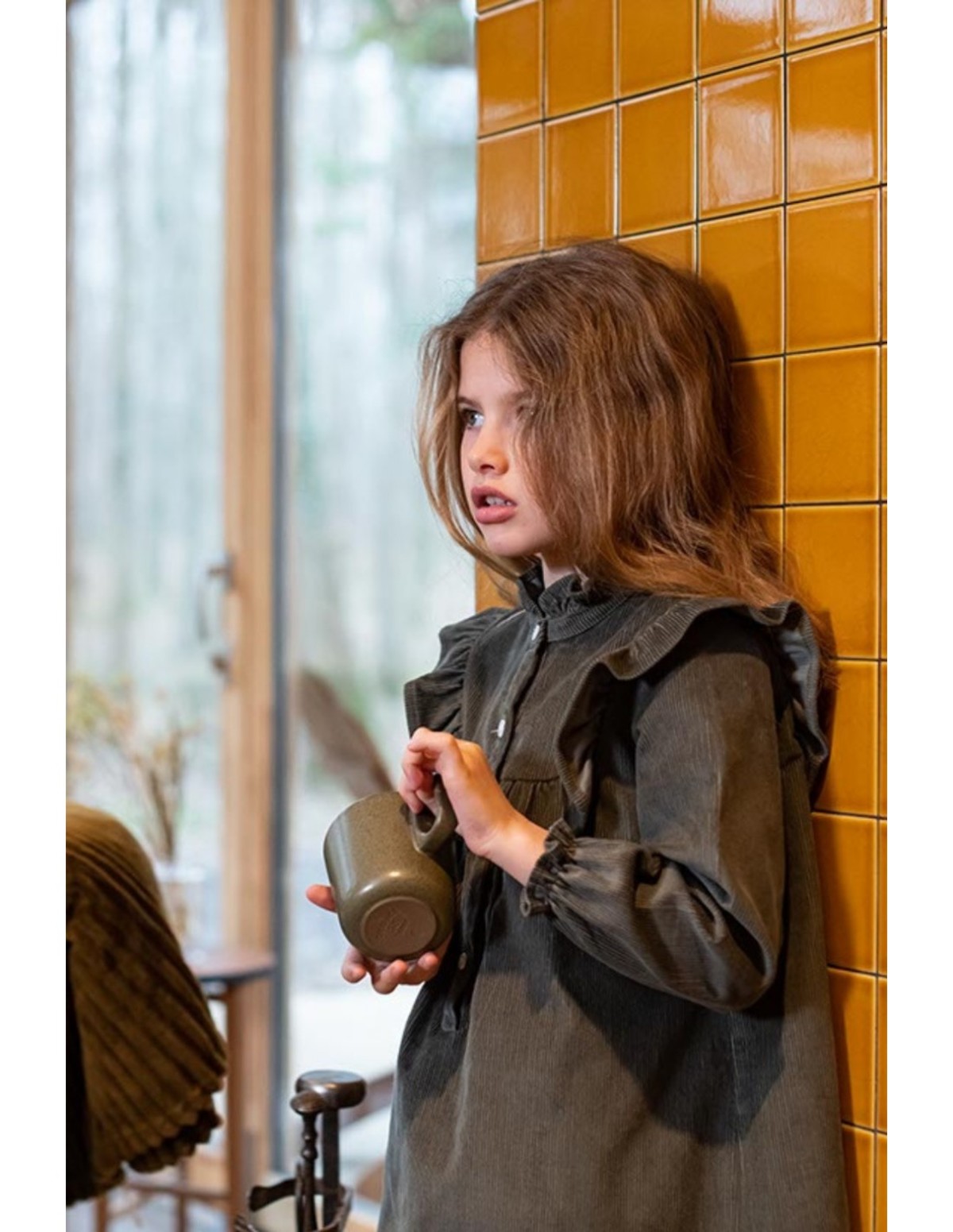 Kids Marsou Pioca Dress - Khaki Corduroy | Garmentory