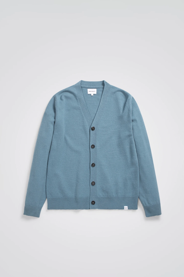 Norse Projects Adam Merino Lambswool Cardigan - Light Stone Blue ...