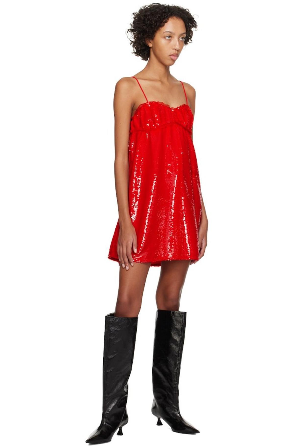 GANNI Red Sequin Mini Dress | Garmentory