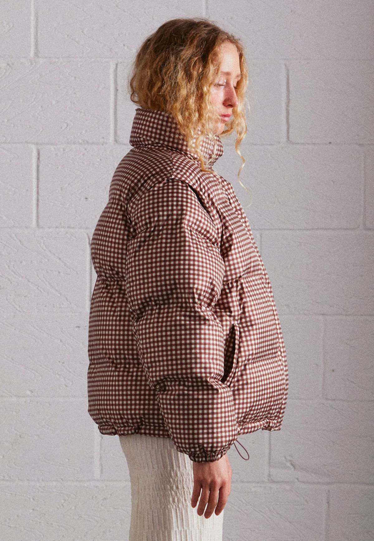 DAMSON MADDER Jennifer Check Puffer Jacket - Choc | Garmentory