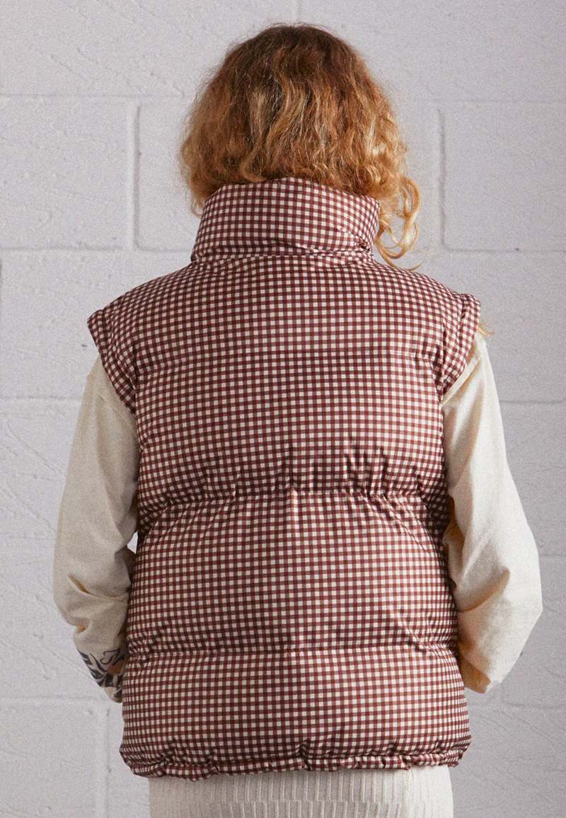 DAMSON MADDER Jennifer Check Puffer Jacket - Choc | Garmentory