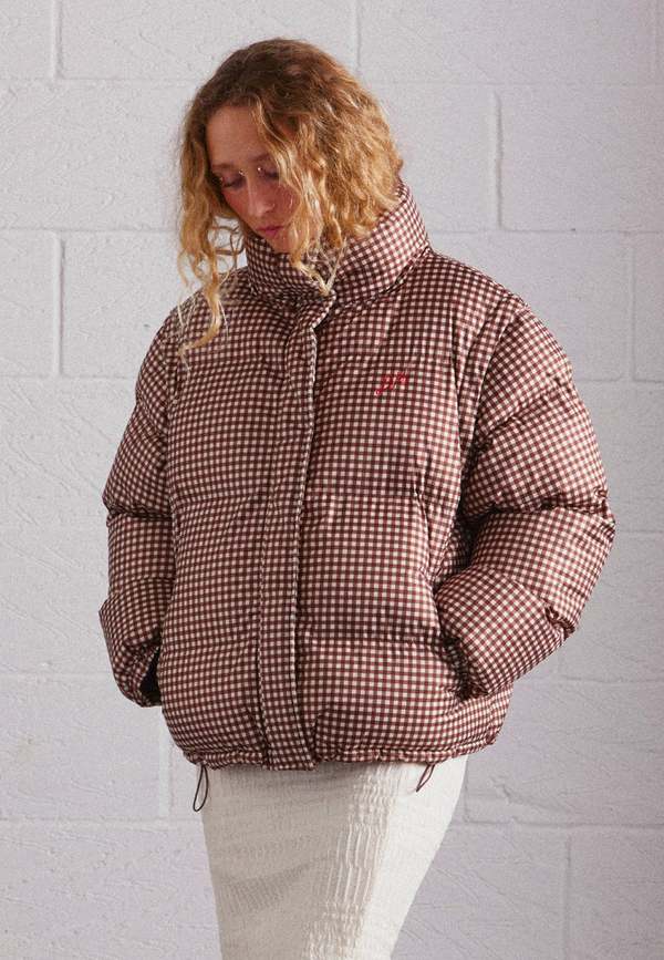 DAMSON MADDER Jennifer Check Puffer Jacket - Choc | Garmentory