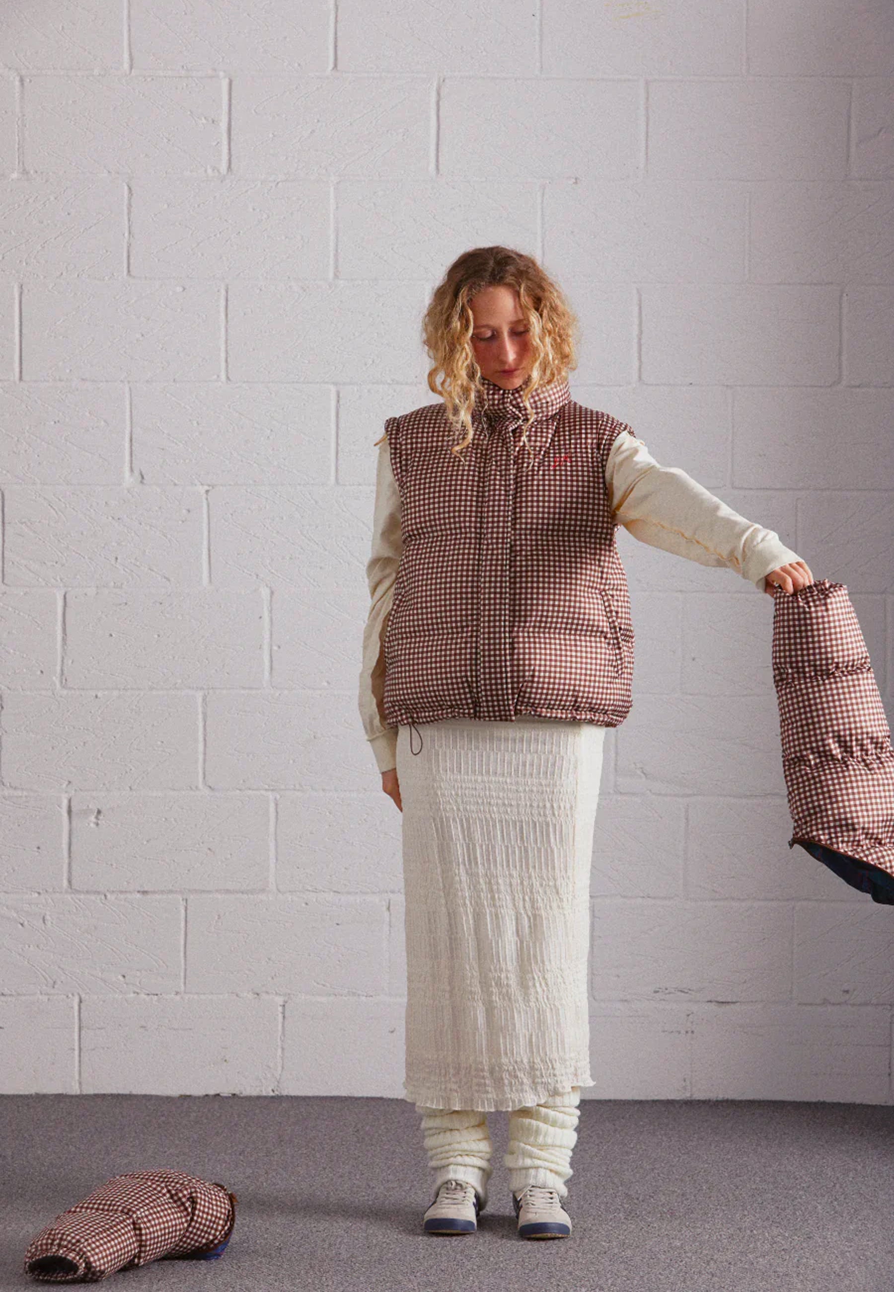 DAMSON MADDER Jennifer Check Puffer Jacket - Choc | Garmentory