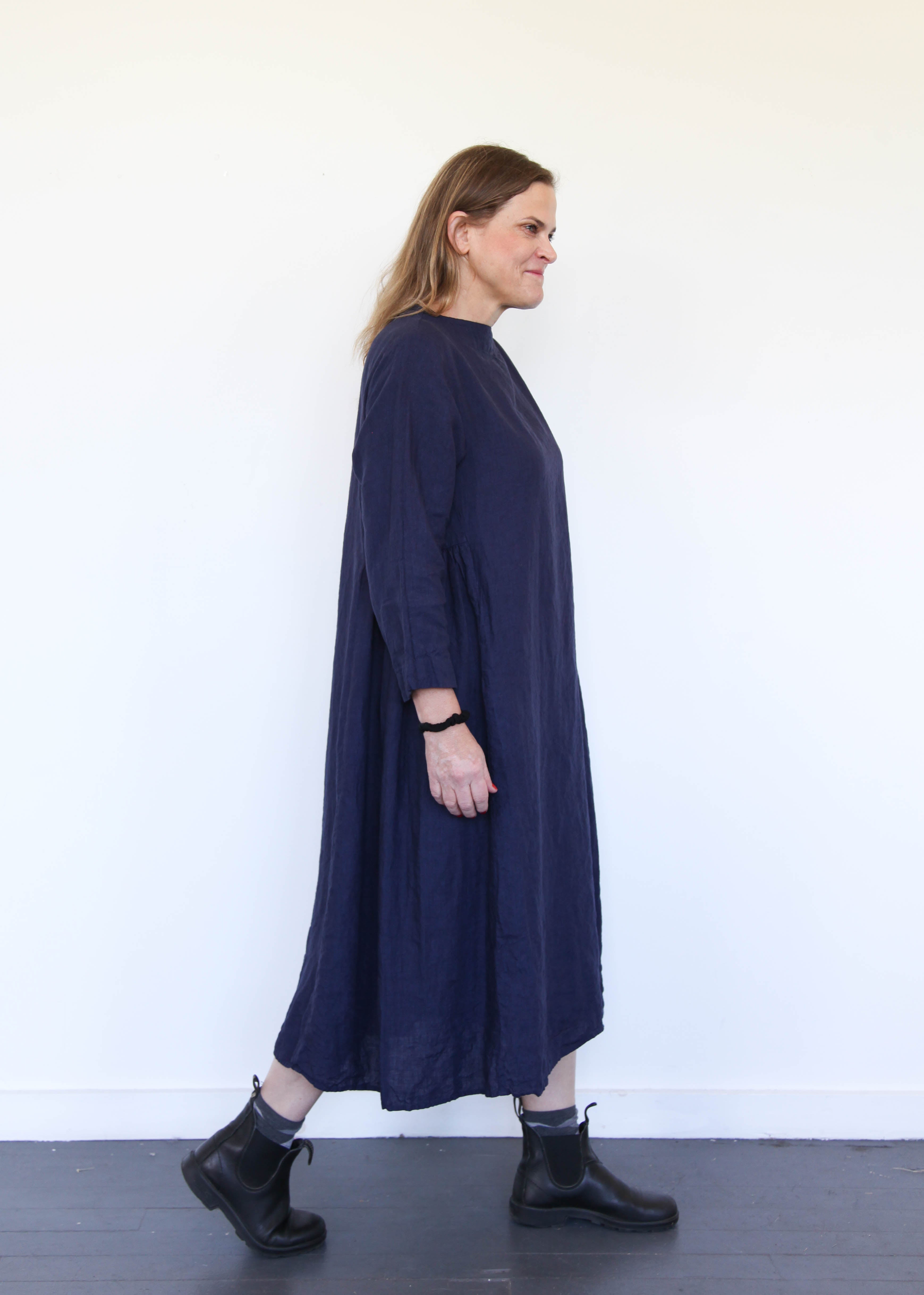 ICHI ANTIQUITES Linen Dress - Indigo | Garmentory