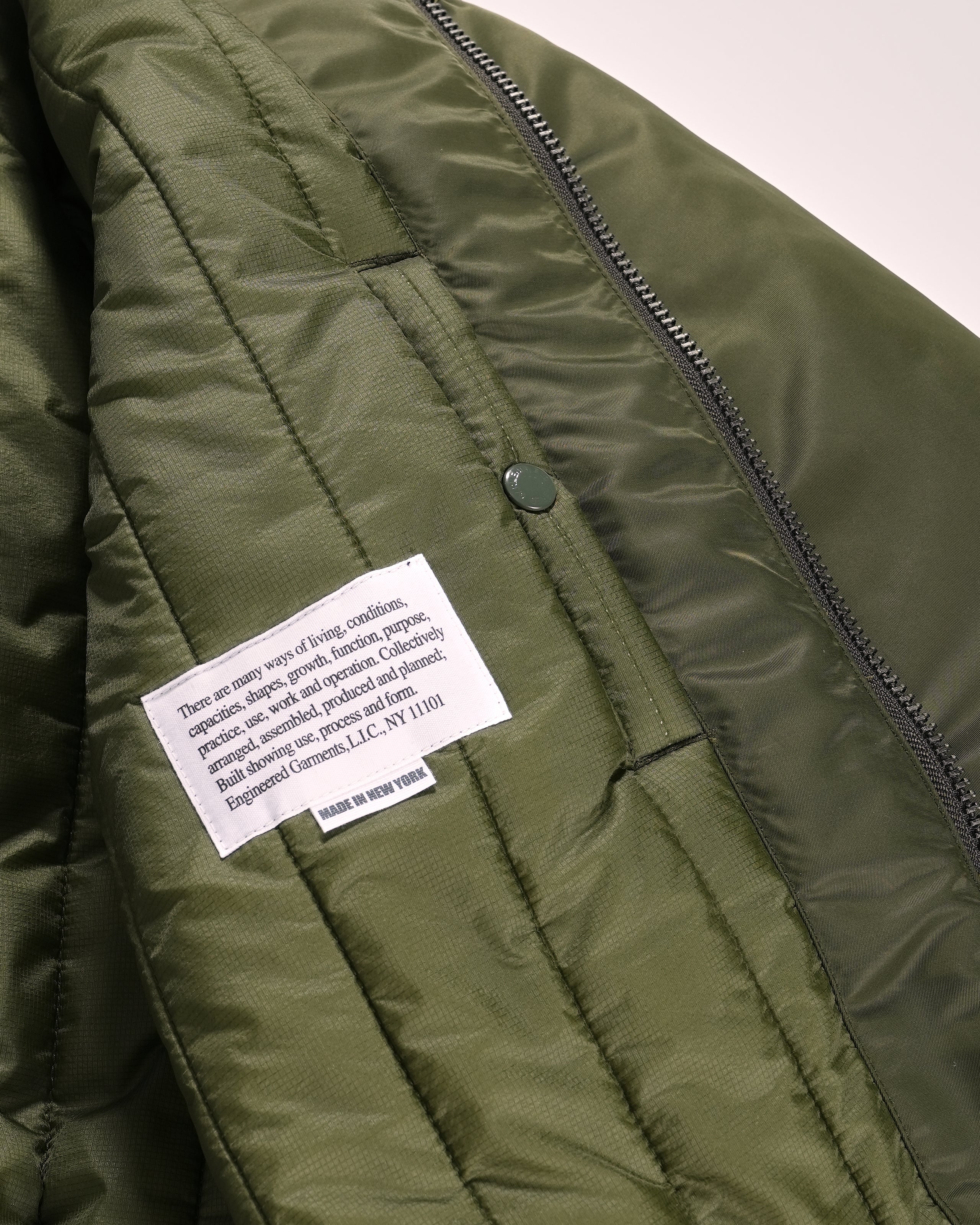 Engineered Garments Flight Satin Nylon LL Jacket - Olive | Garmentory