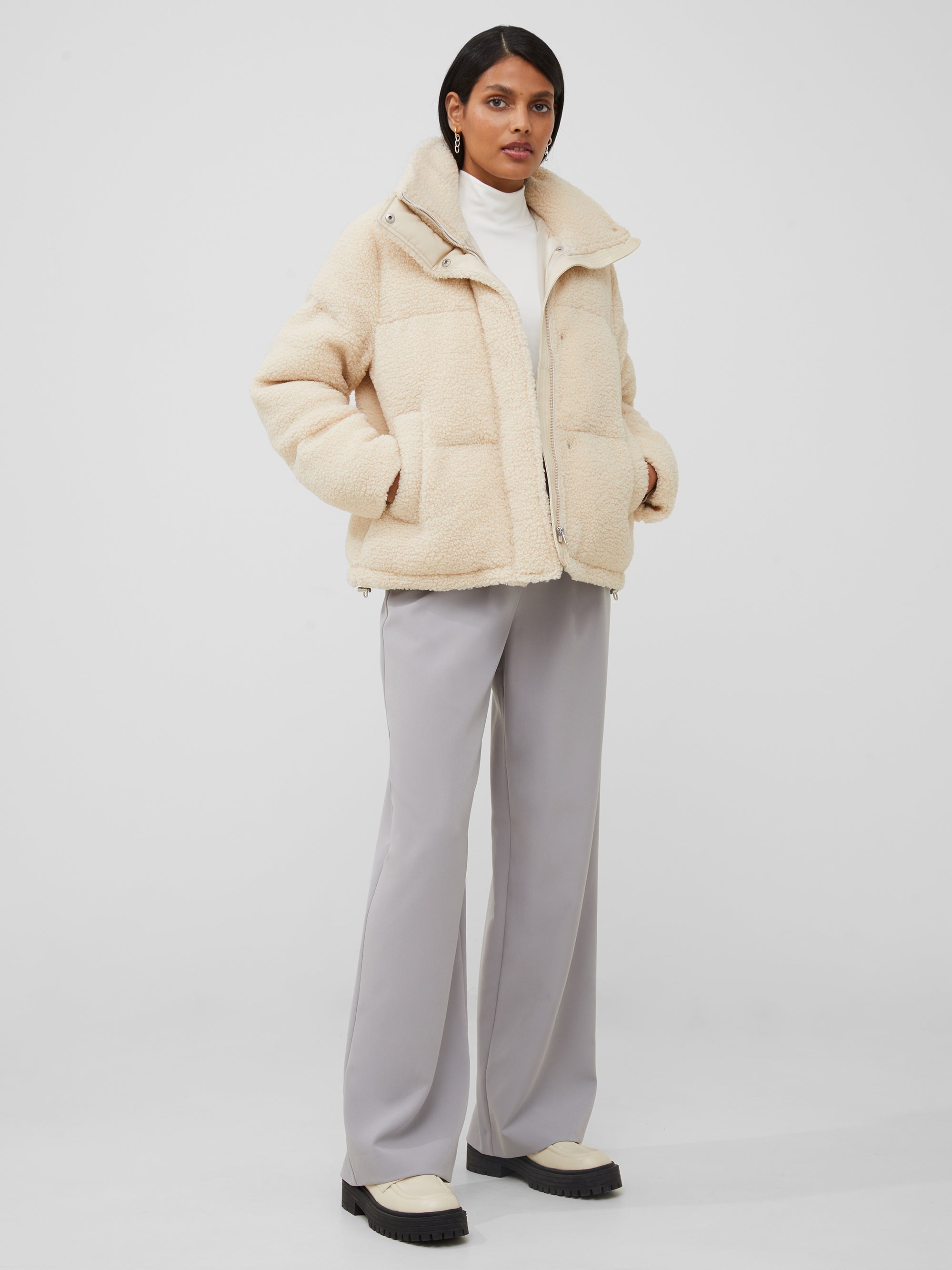 French Connection Faux Shearling Coat - Ivory | Garmentory