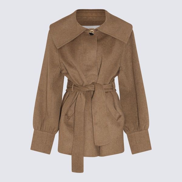 GANNI OAK WOOL AND VISCOSE BLEND COAT | Garmentory