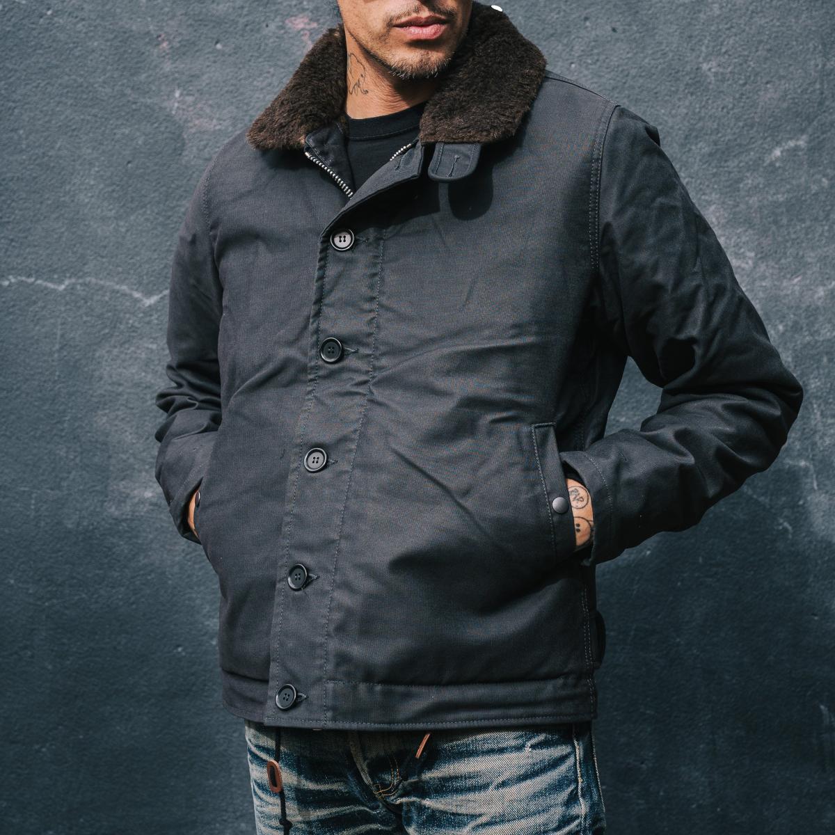 Iron Heart Oiled Whipcord N1 Deck Jacket - Black | Garmentory