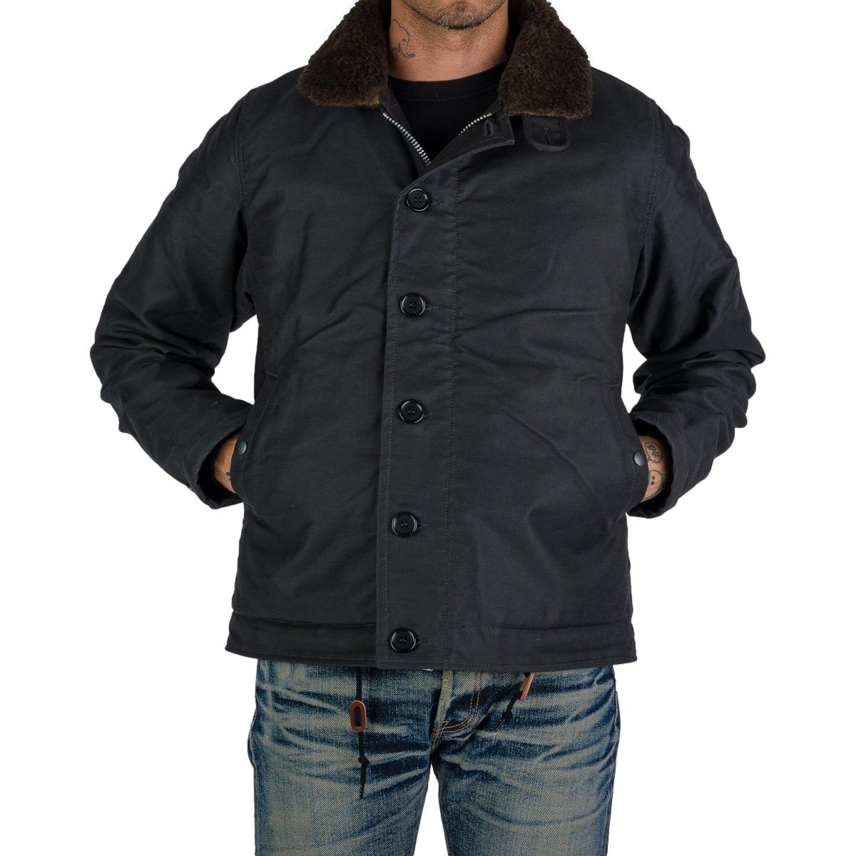 Iron Heart Oiled Whipcord N1 Deck Jacket - Black | Garmentory