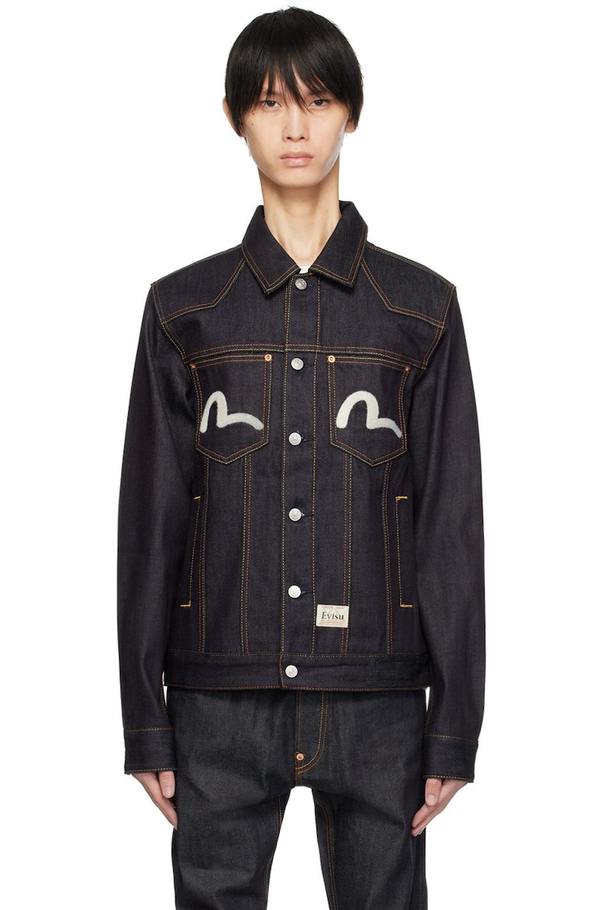 Evisu Indigo Double Kamon Denim Jacket | Garmentory
