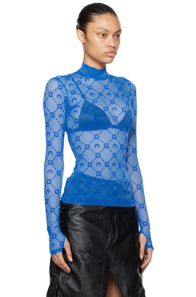 Marine Serre SSENSE Exclusive Blue Turtleneck | Garmentory