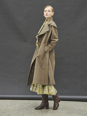 Maison De Ines Belted Single Trench Coat - Khaki | Garmentory