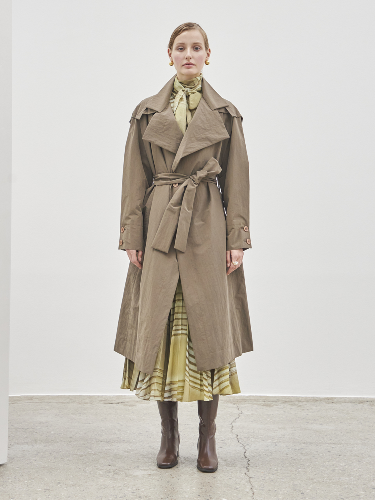 Maison De Ines Belted Single Trench Coat - Khaki | Garmentory