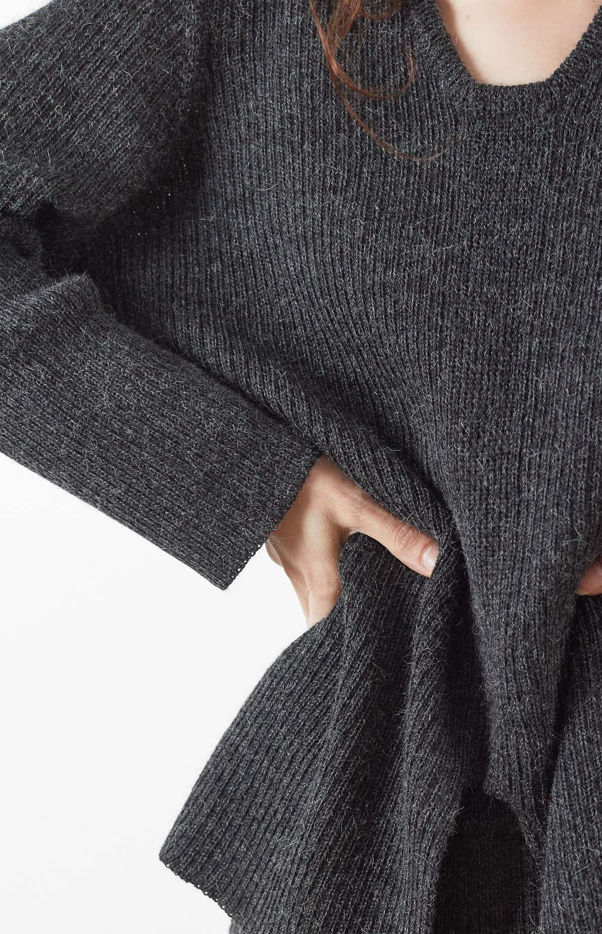 Wol Hide rib panel pullover - Charcoal | Garmentory
