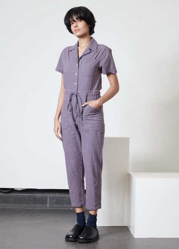 RUJUTA SHETH Ray Jumpsuit - Mauve Check | Garmentory