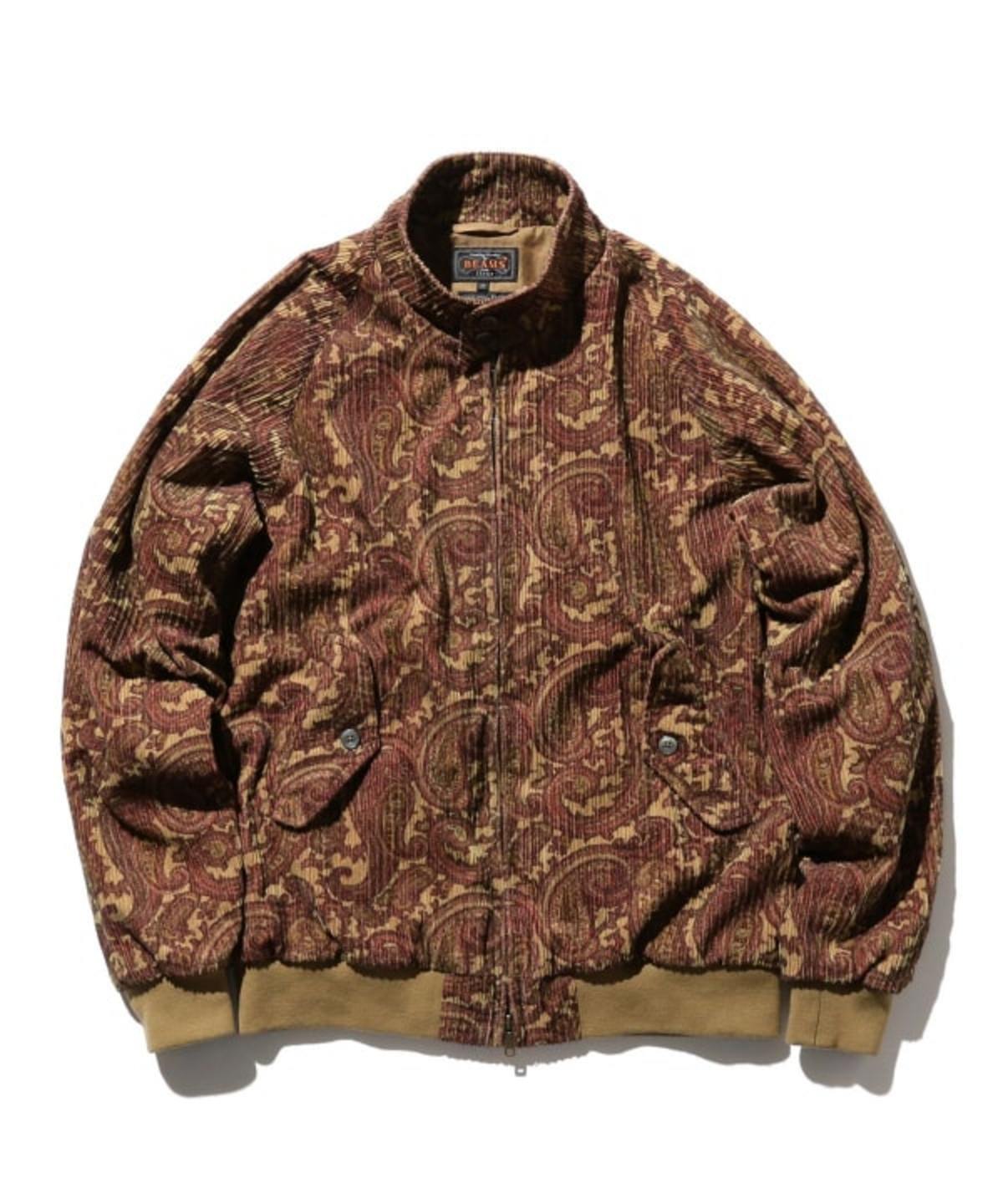 Beams Plus Corduroy Print Harrington Jacket - Burgundy | Garmentory