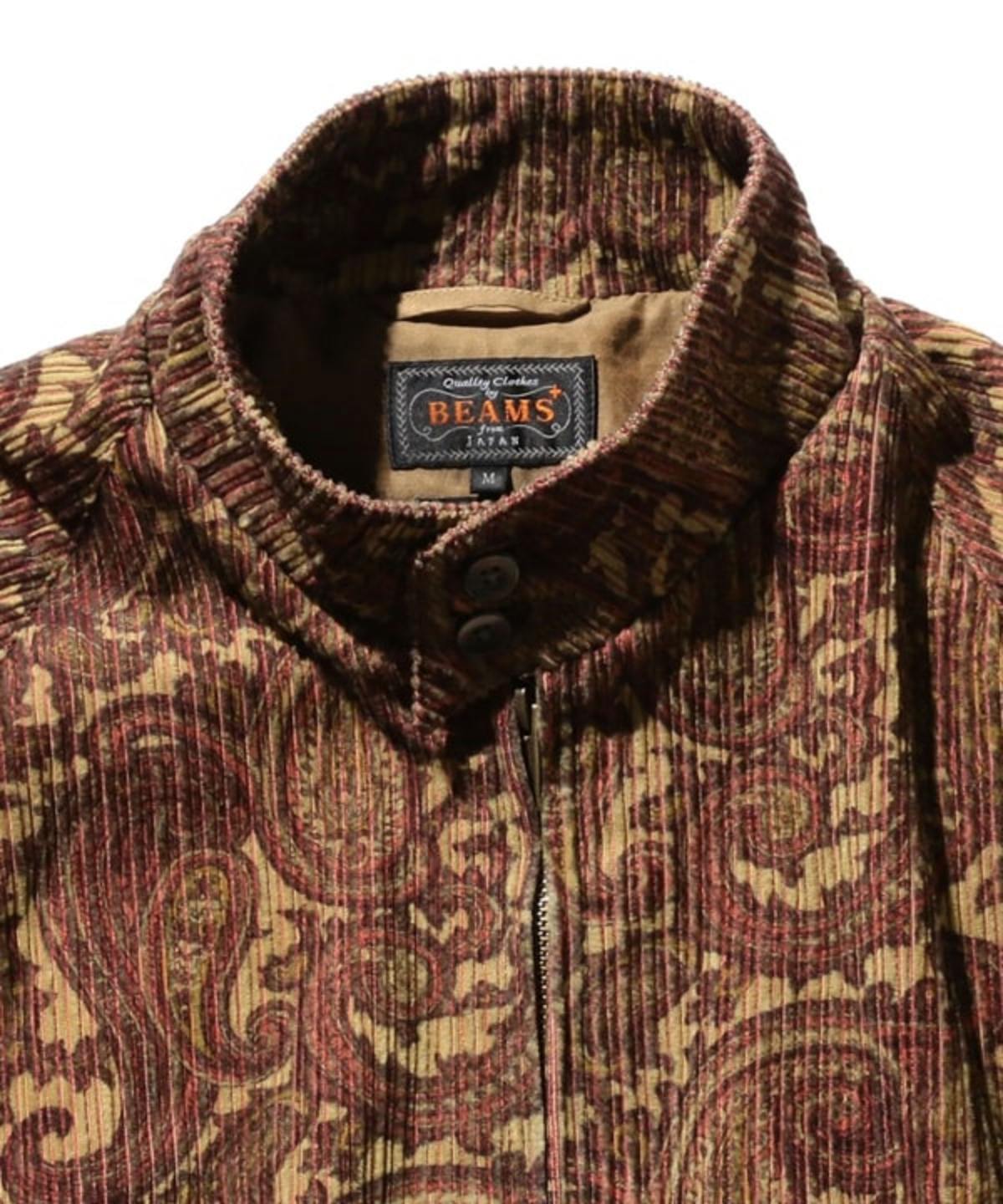 Beams Plus Corduroy Print Harrington Jacket - Burgundy | Garmentory
