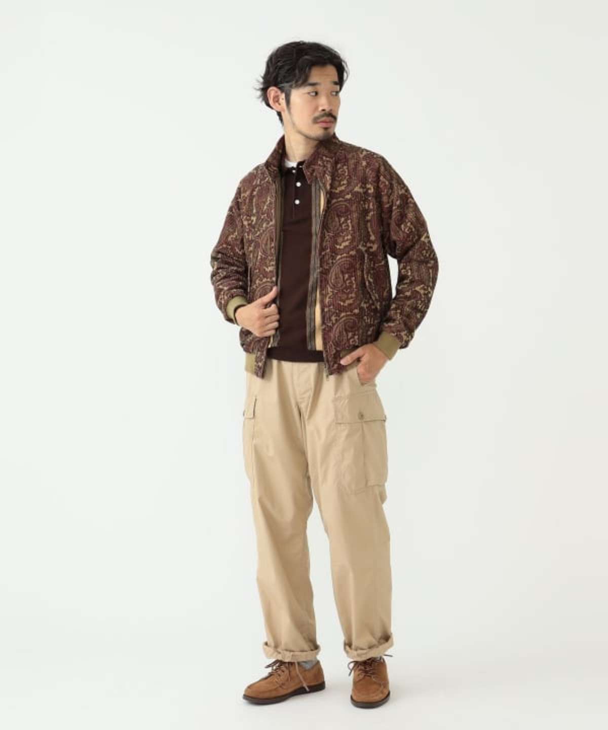 Beams Plus Corduroy Print Harrington Jacket - Burgundy | Garmentory