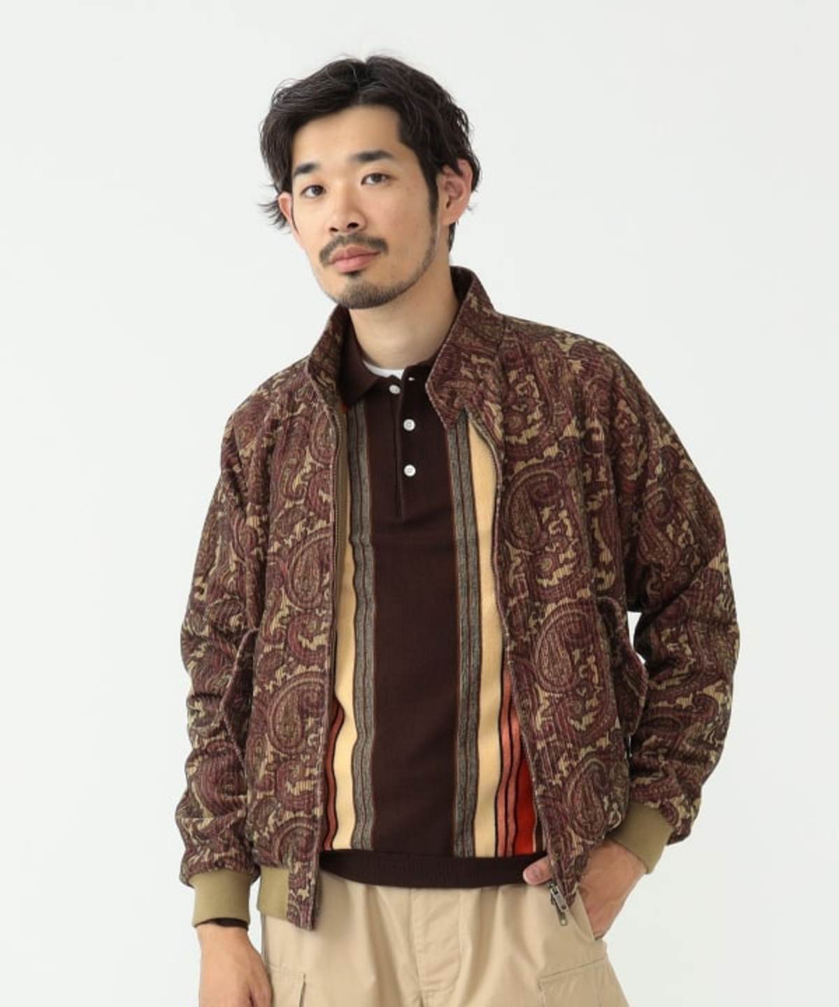 Beams Plus Corduroy Print Harrington Jacket - Burgundy | Garmentory