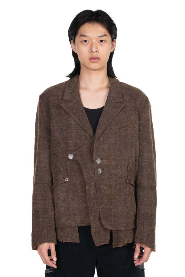 Professor.E Double Layer Blazer - Natural Dyed Brown | Garmentory