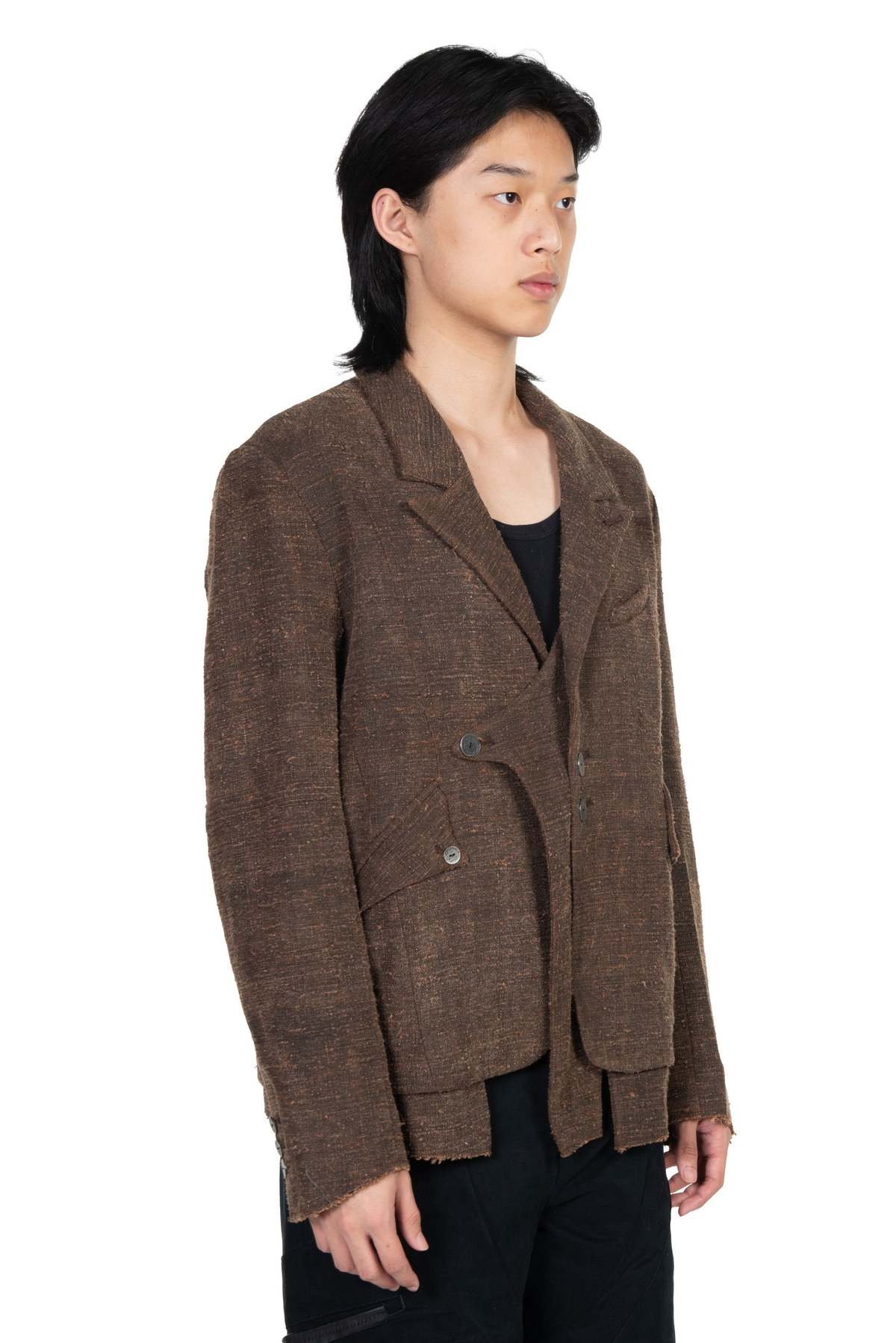 Professor.E Double Layer Blazer - Natural Dyed Brown | Garmentory