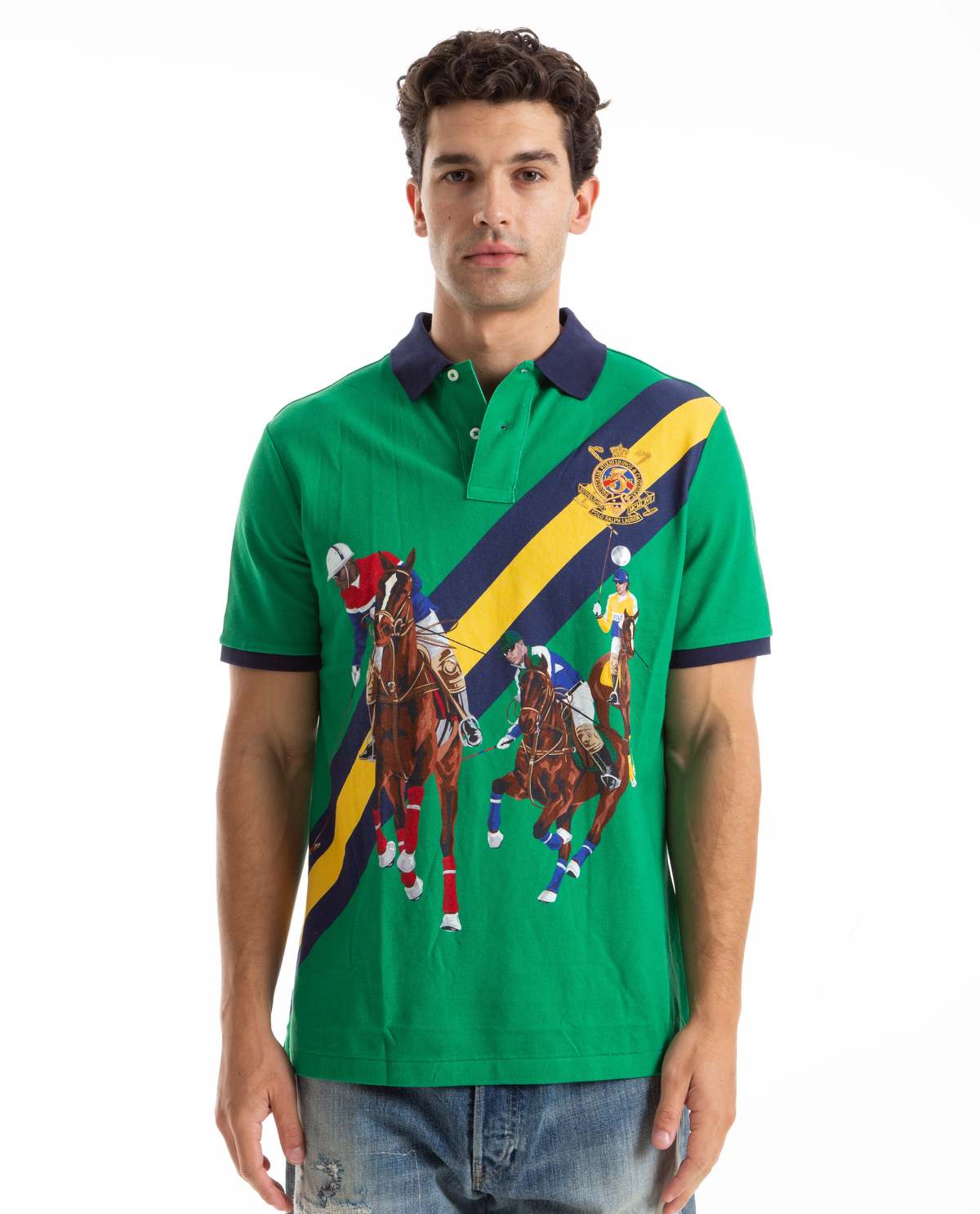 Polo Ralph Lauren Mesh Knit Sash Stripe Polo - Green | Garmentory