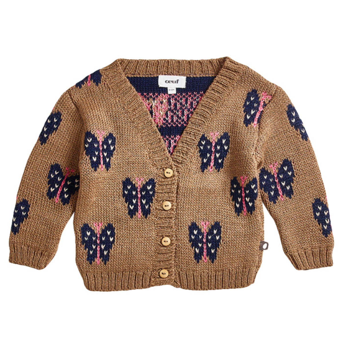 Kids Oeuf NYC Child Cardigan With Butterfly Motif - Camel Brown ...
