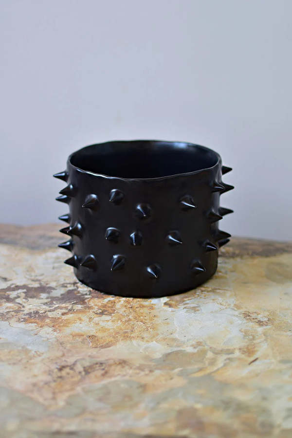 OWO Ceramics Spikes Ceramic Handmade Planter - Black | Garmentory