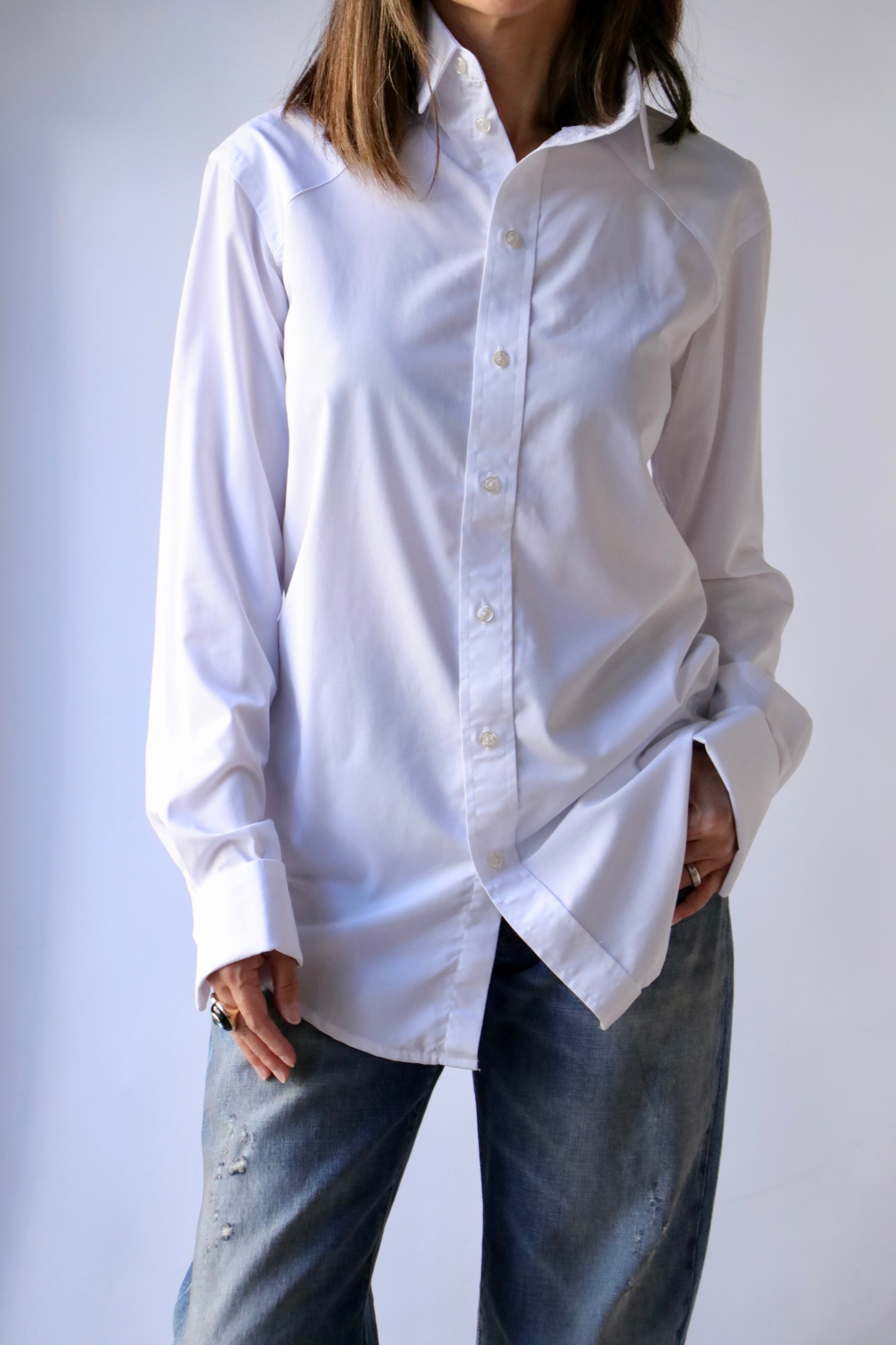 R13 High Collar Button Up - White | Garmentory
