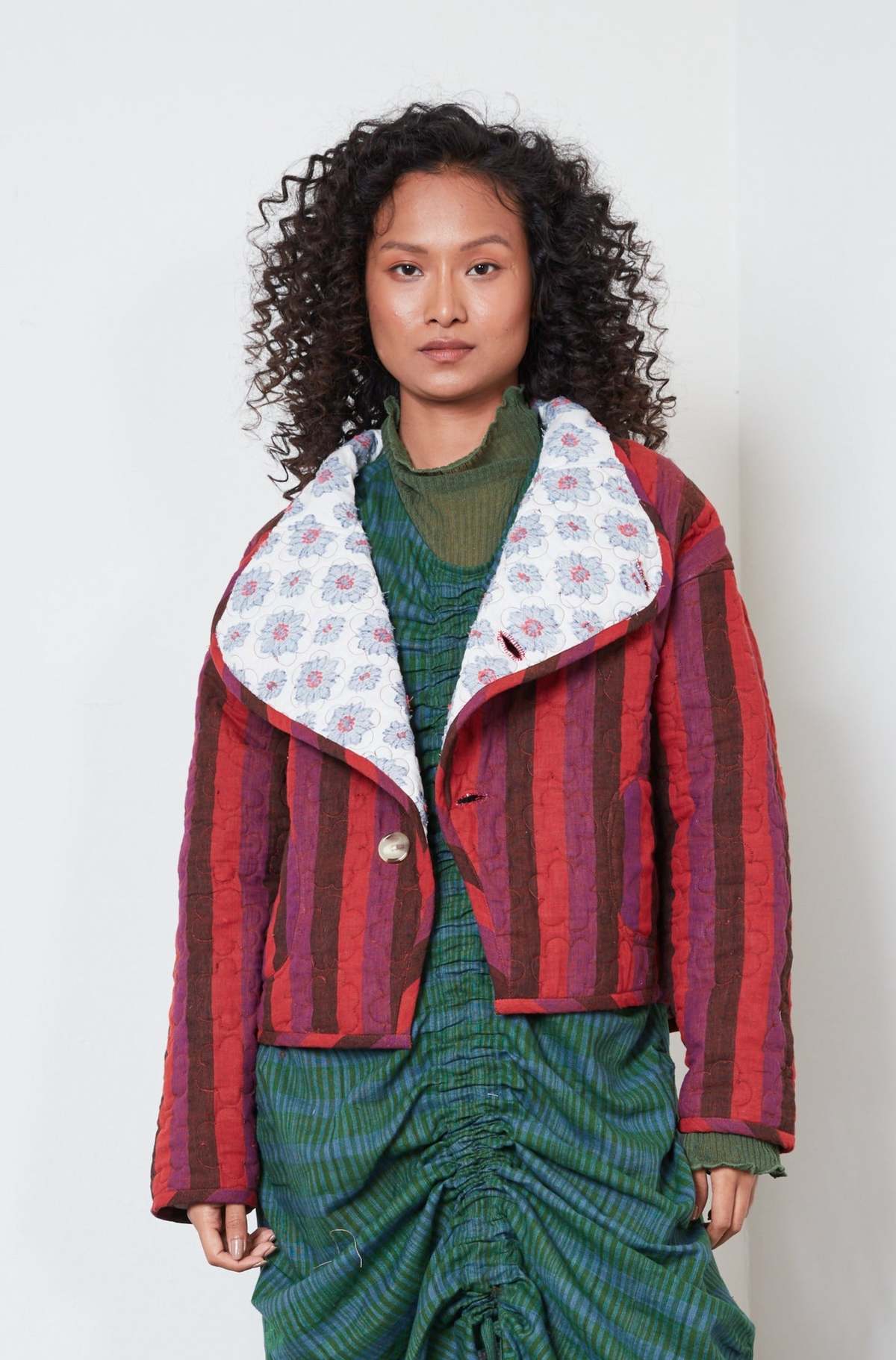 RUJUTA SHETH Paige Reversible Puffer - Jewel Stripe/Pop Blossom ...