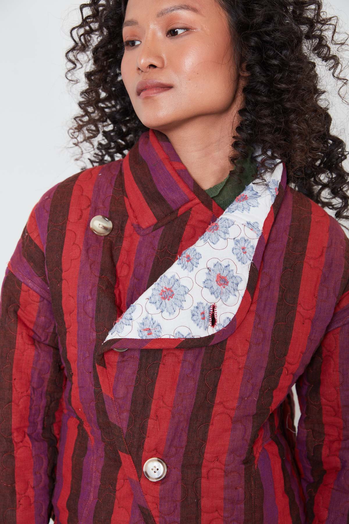 RUJUTA SHETH Paige Reversible Puffer - Jewel Stripe/Pop Blossom ...