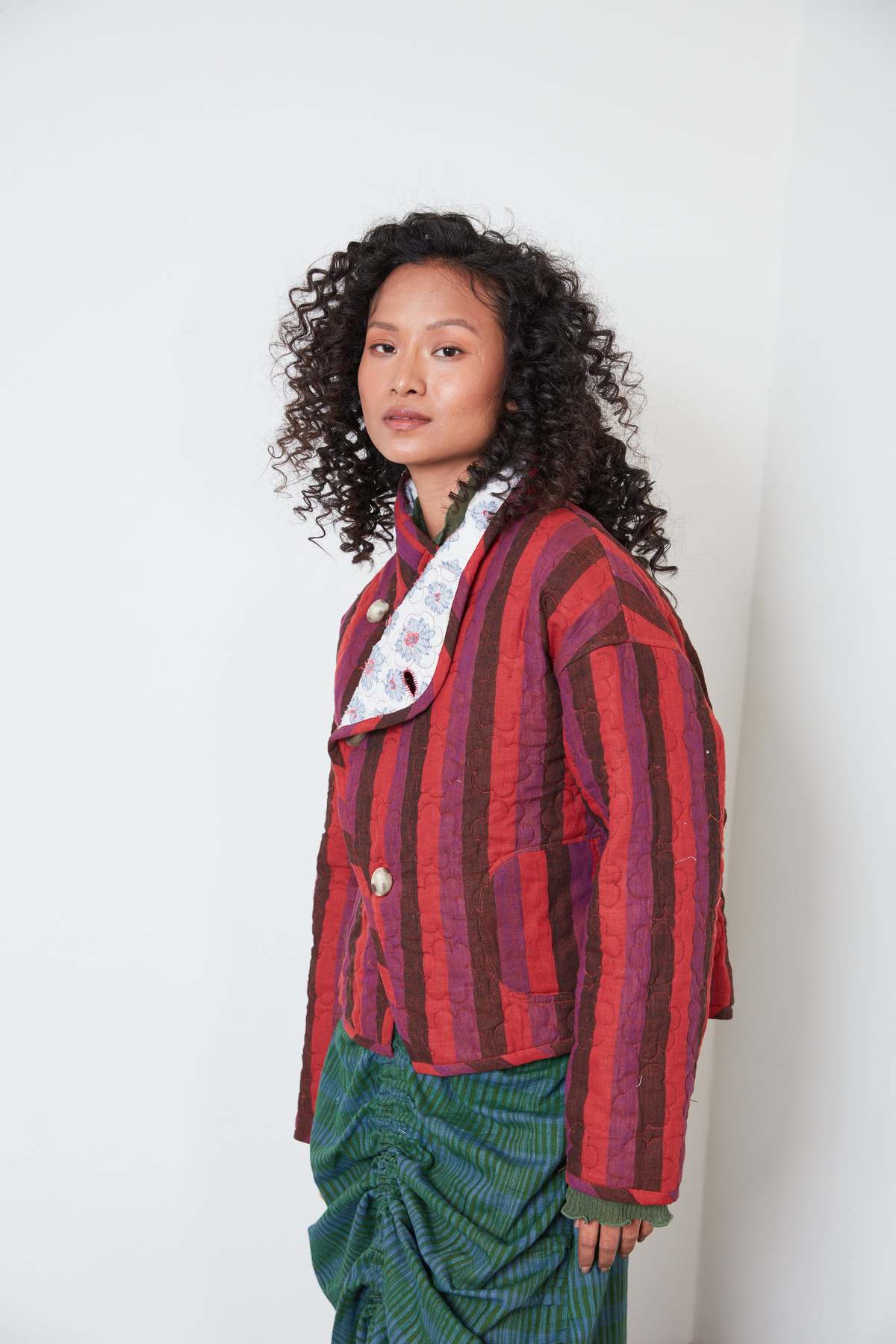 RUJUTA SHETH Paige Reversible Puffer - Jewel Stripe/Pop Blossom ...