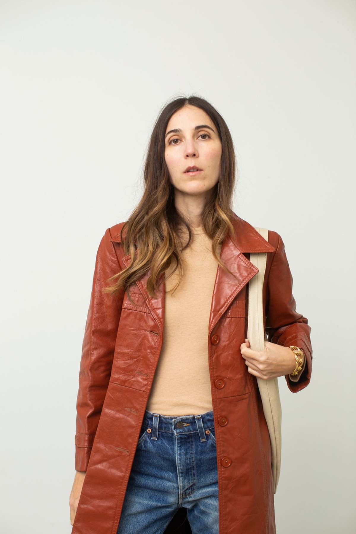 Brick Red Leather Trench | Garmentory