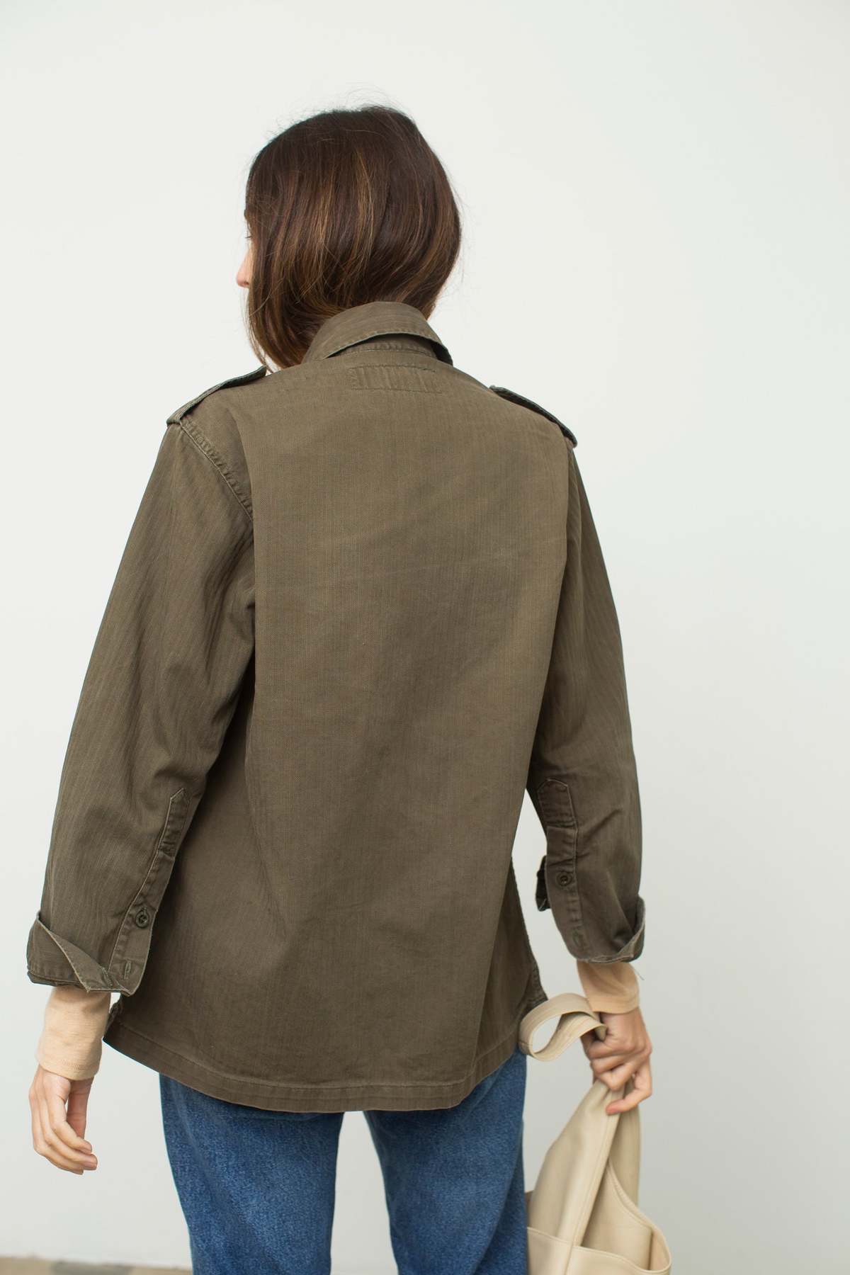 Herringbone Military Button-Up | Garmentory