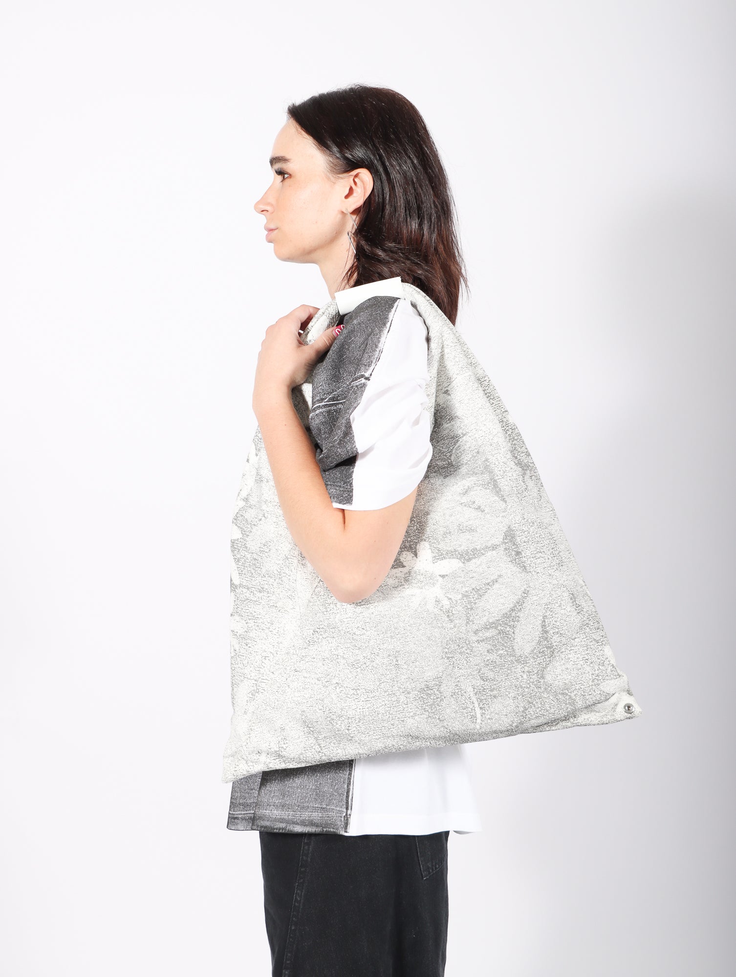 Japanese Triangle Bag in White & Black Floral by MM6 Maison Margiela ...