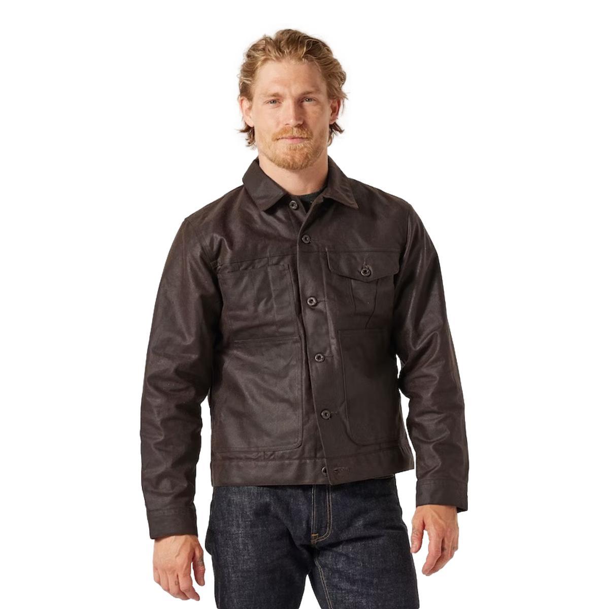 Filson Tin Cloth Short Lined Cruiser - Dark Brown | Garmentory