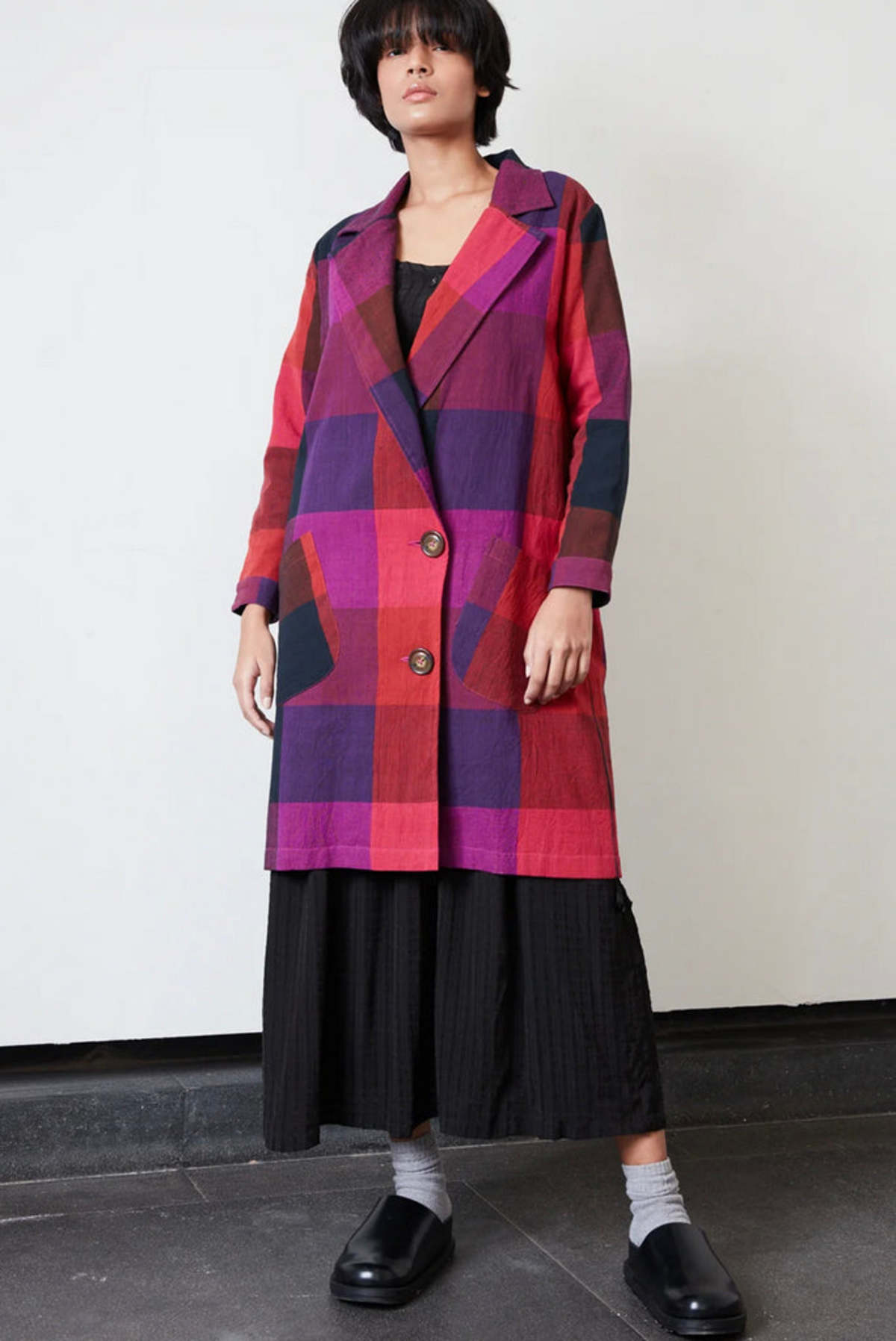 Rujuta Sheth Barney Trench Jacket - Kinetic Chex | Garmentory