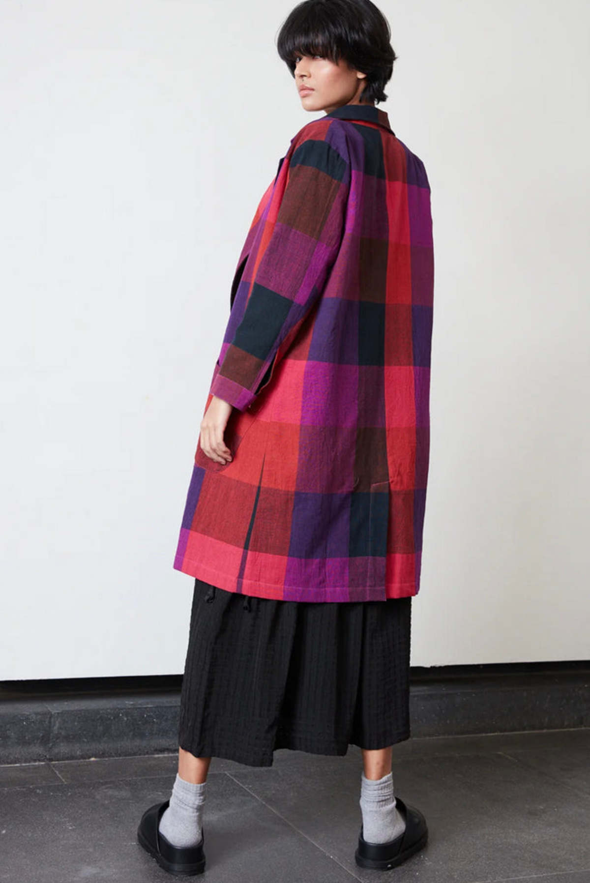 Rujuta Sheth Barney Trench Jacket - Kinetic Chex | Garmentory