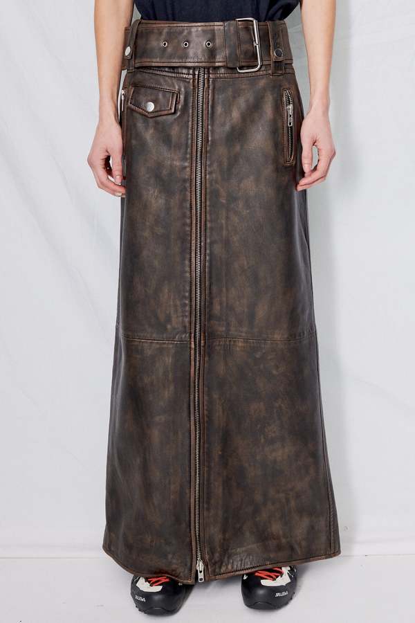 Stand Studio Leather Biker Maxi Skirt - Worn Black | Garmentory
