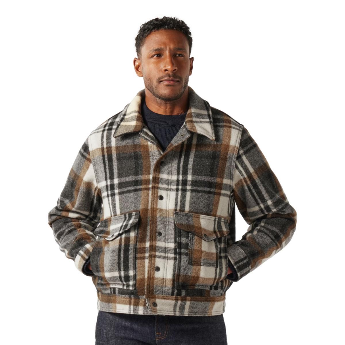 Filson Mackinaw Wool Work Jacket Blue Coal - Copper Heather Plaid ...