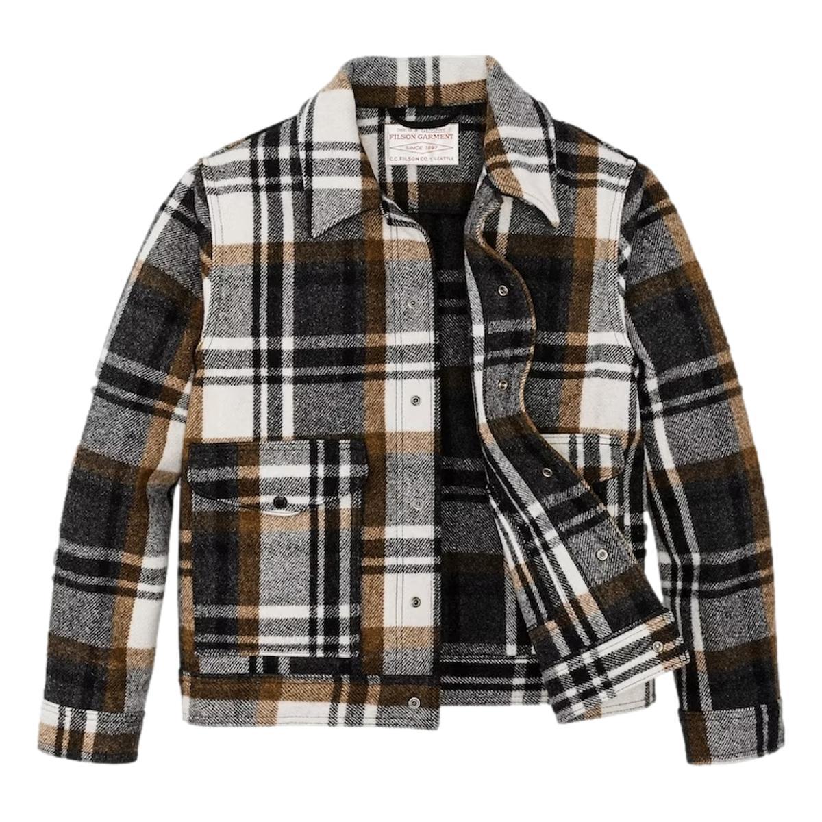 Filson Mackinaw Wool Work Jacket Blue Coal - Copper Heather Plaid ...