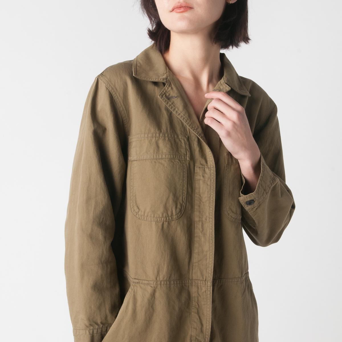 MHL Cotton Linen Drill Overall Dress in Tobacco | Garmentory