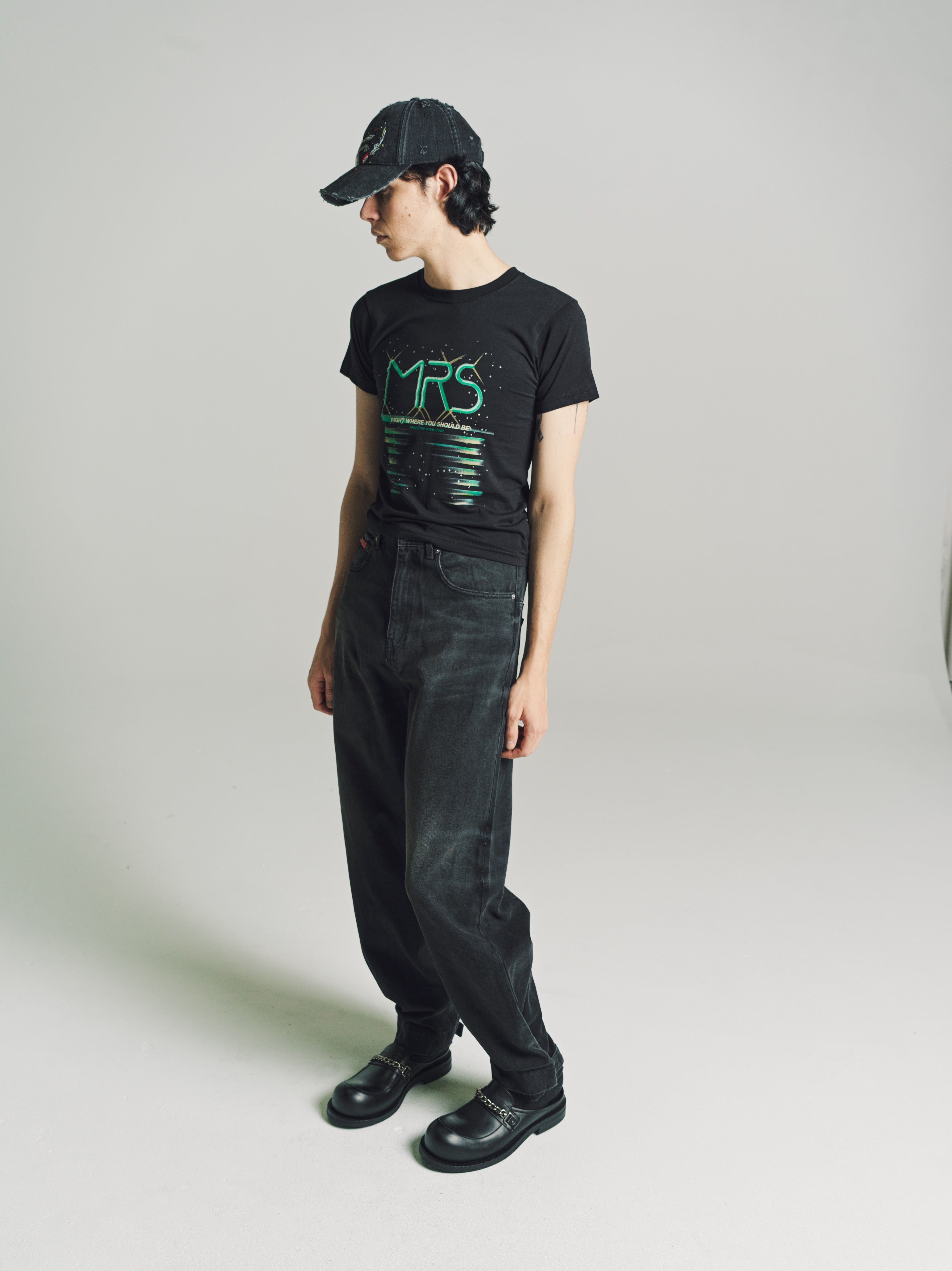 Martine Rose Cowboy Wash Wide Leg Jean - Black | Garmentory