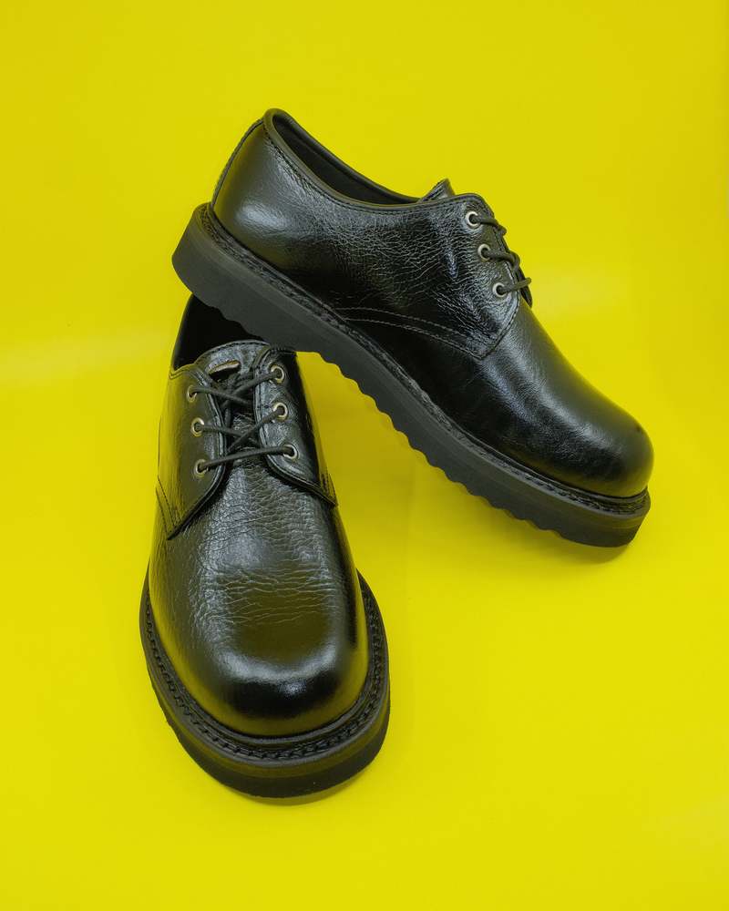 Black Cracked Patent Leather Trampler Shoe | Garmentory